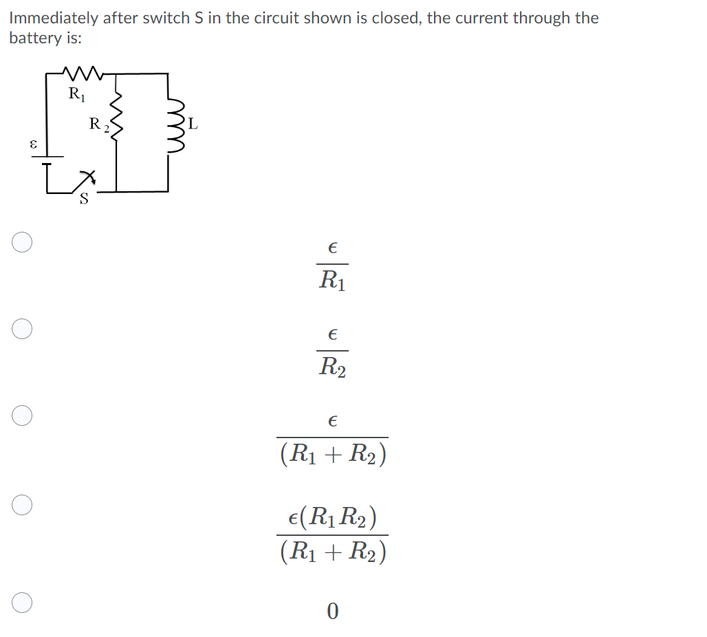 Solved Immediately after switch S in the circuit shown is | Chegg.com