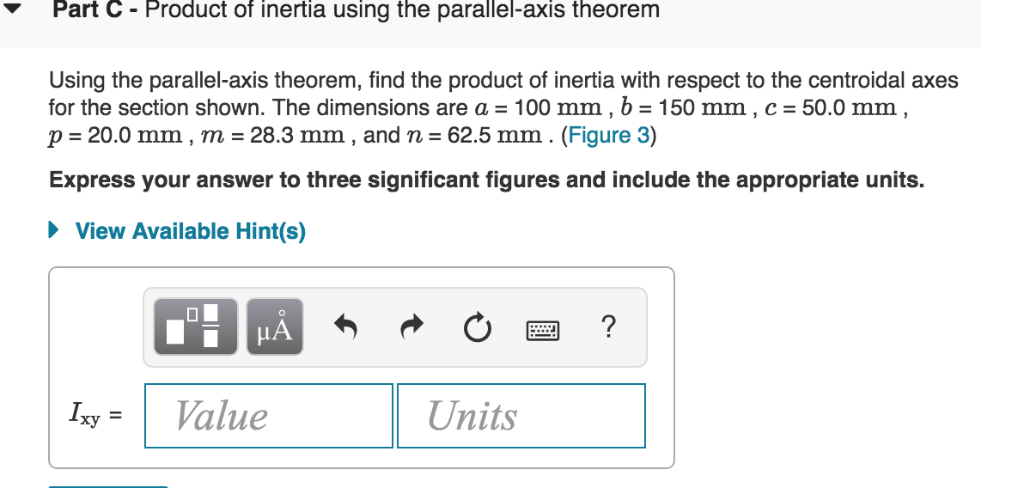 Solved Part C- Product of inertia using the parallel-axis | Chegg.com