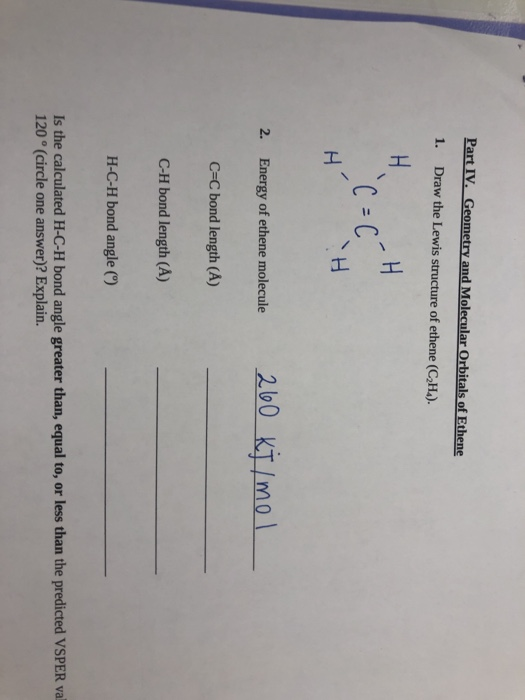 Solved Part IV. Geometry and Molecular Orbitals of Ethene 1. | Chegg.com