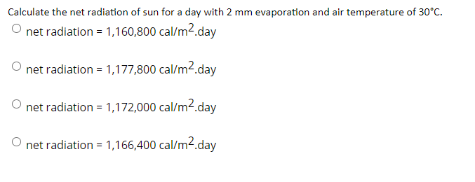 Solved Calculate the net radiation of sun for a day with 2 | Chegg.com