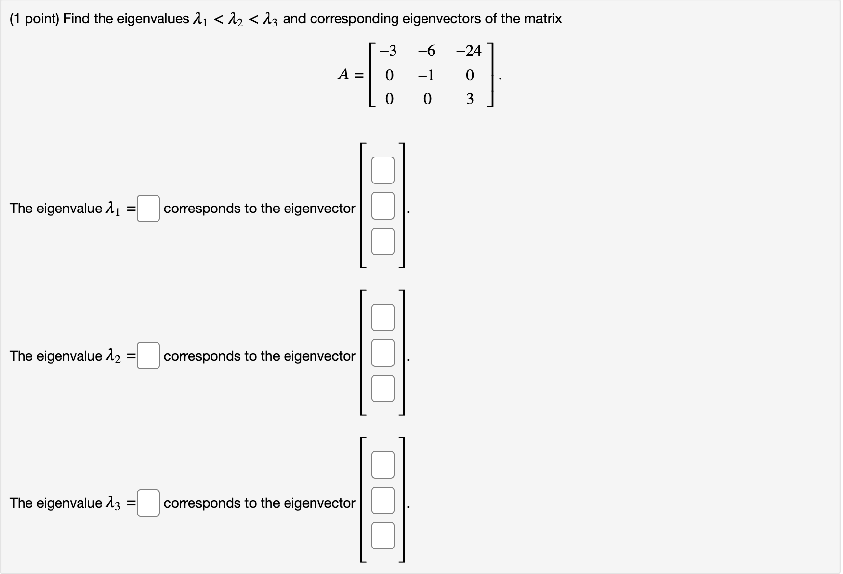 Solved (1 point) The matrix A=⎣⎡0−4−20−408−8−8⎦⎤ has one | Chegg.com