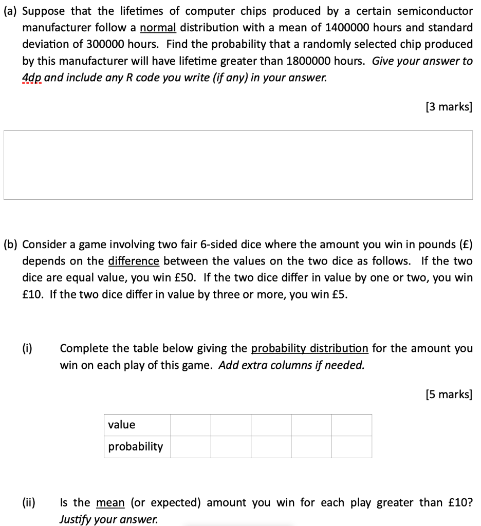 Solved (a) Suppose that the lifetimes of computer chips | Chegg.com