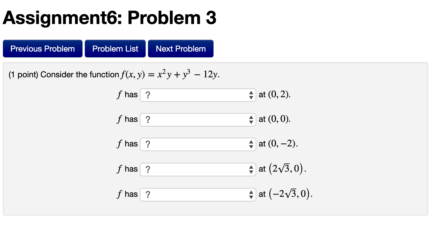 Solved Assignment6: Problem 3 Previous Problem Problem List | Chegg.com