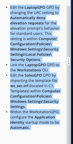 Edit the LaptopGPO GPO by changing the UAC setting | Chegg.com