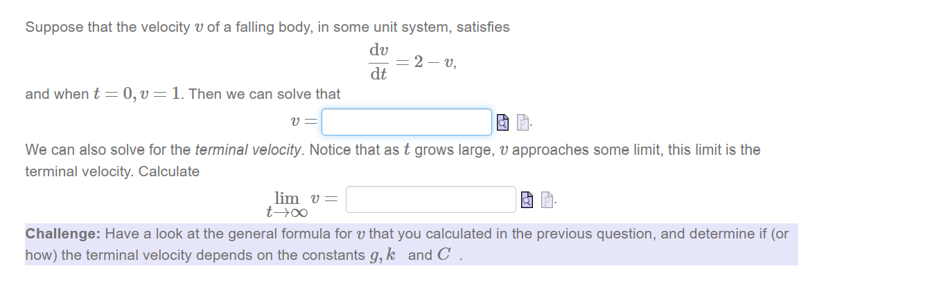 Solved Suppose that the velocity v of a falling body, in | Chegg.com