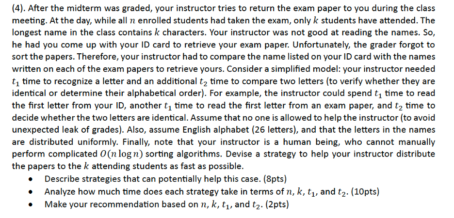 Solved (4). ﻿After the midterm was graded, your instructor | Chegg.com