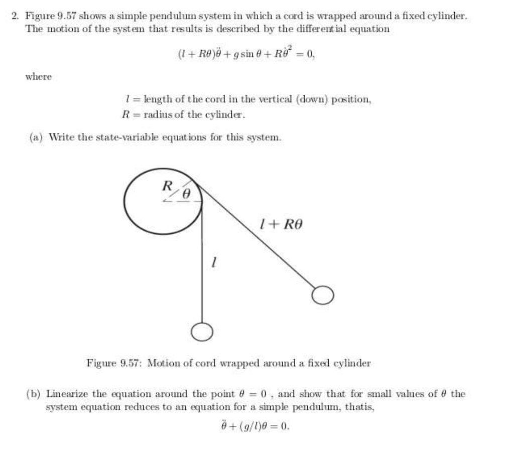 Solved 2. Figure 9.57 shows a simple pendulum system in | Chegg.com