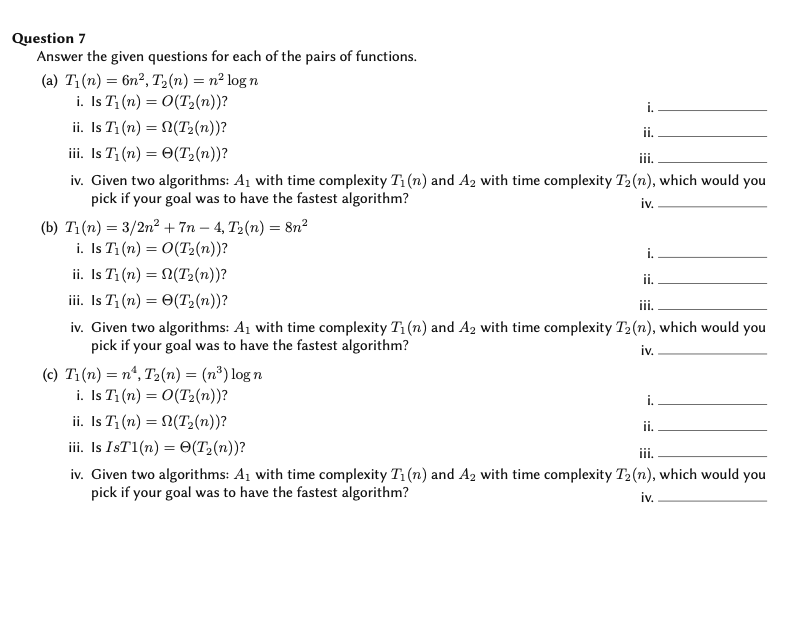 Solved Question 7 Answer the given questions for each of the | Chegg.com