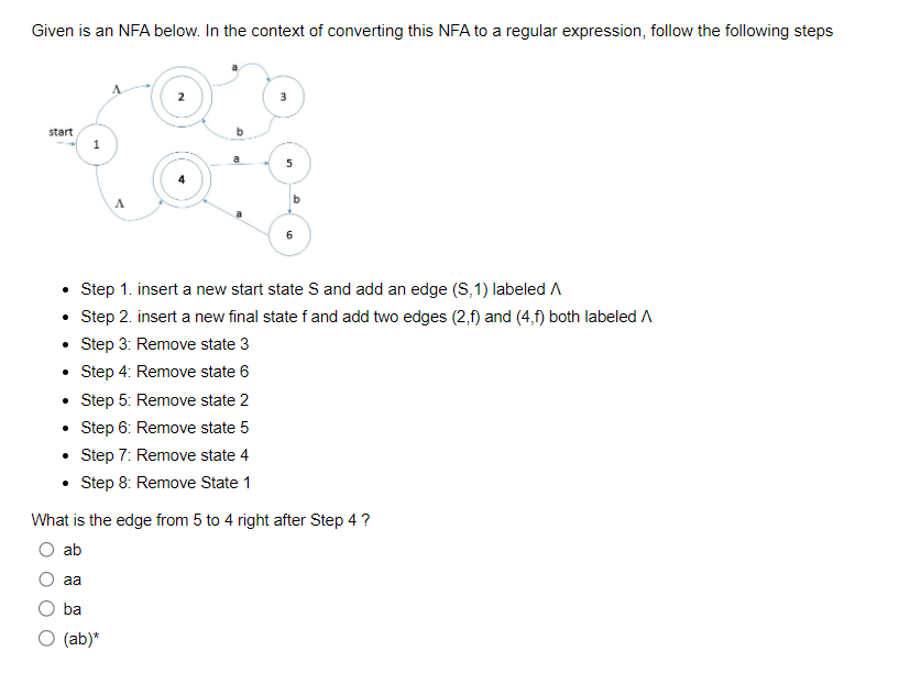 Solved Given is an NFA below. In the context of converting | Chegg.com