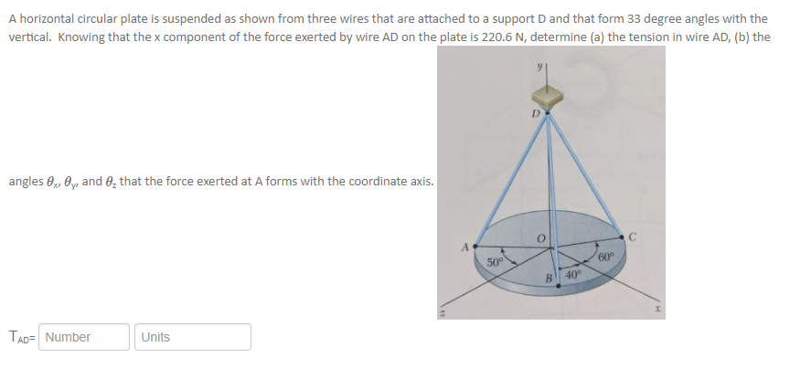 Solved A horizontal circular plate is suspended as shown | Chegg.com