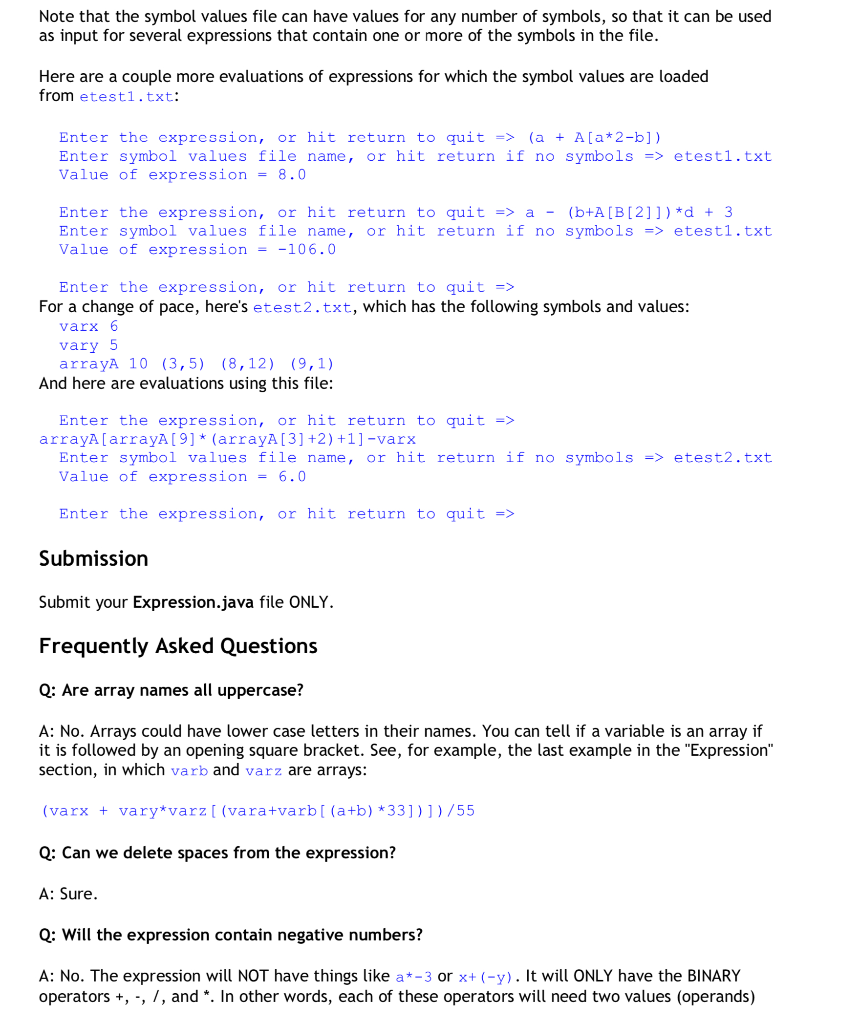 Programming Assignment 2 Expression Evaluation 5382