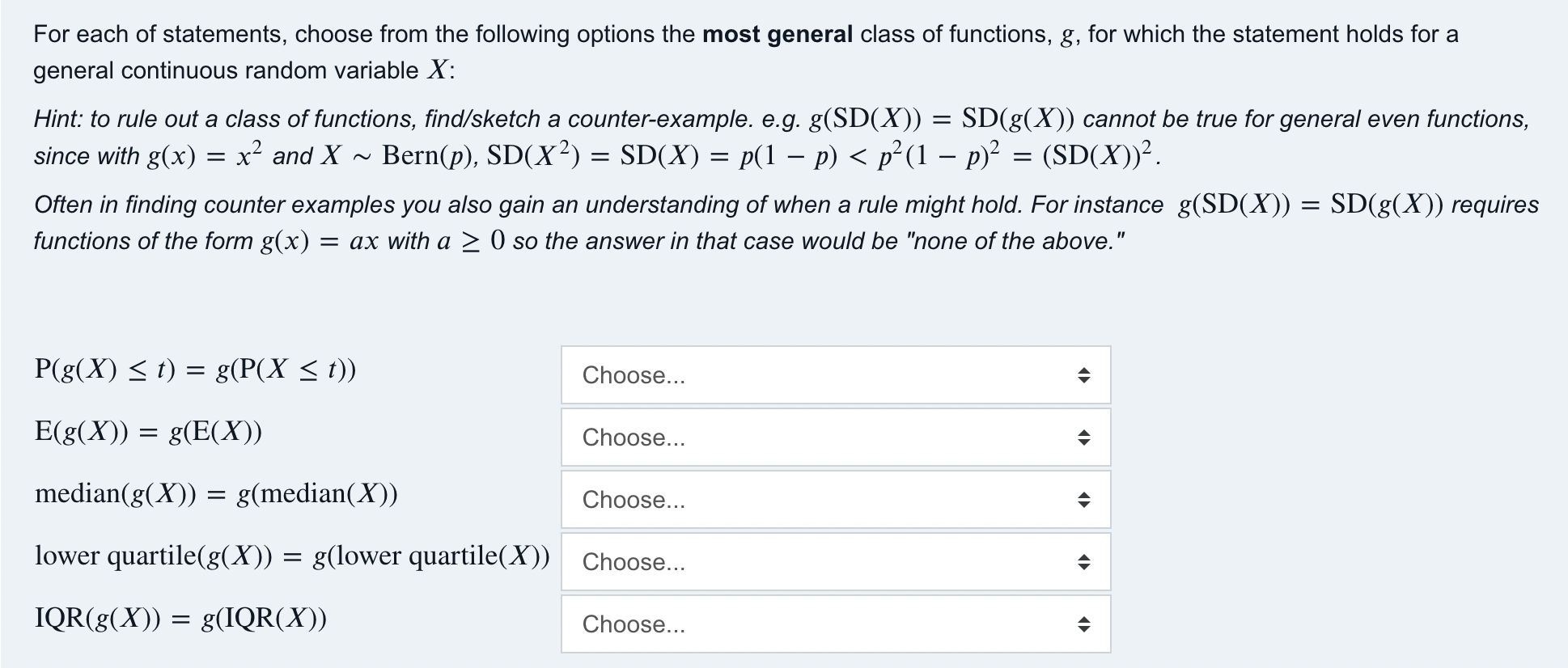 Solved For each of statements, choose from the following | Chegg.com