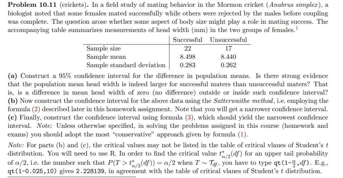 Equation 2: Satterthwaite method Equation 3: df = n1 | Chegg.com