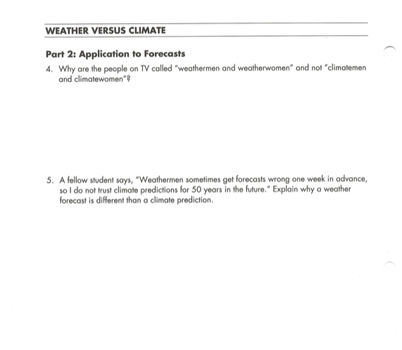 Solved WEATHER VERSUS CLIMATE Learning Objectives After | Chegg.com