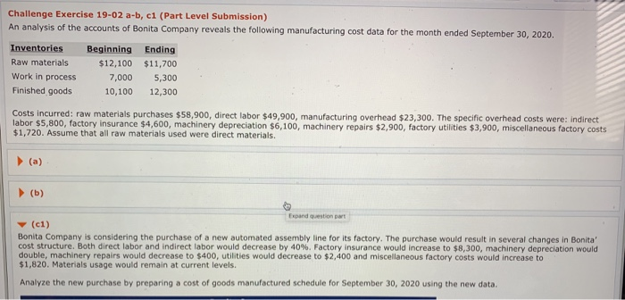 Solved Challenge Exercise 19-02 a-b, c1 (Part Level | Chegg.com