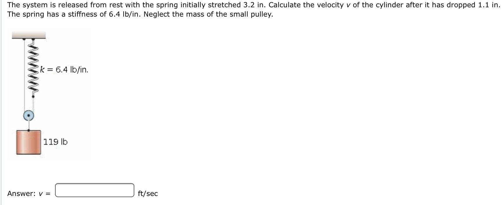 Solved The system is released from rest with the spring | Chegg.com