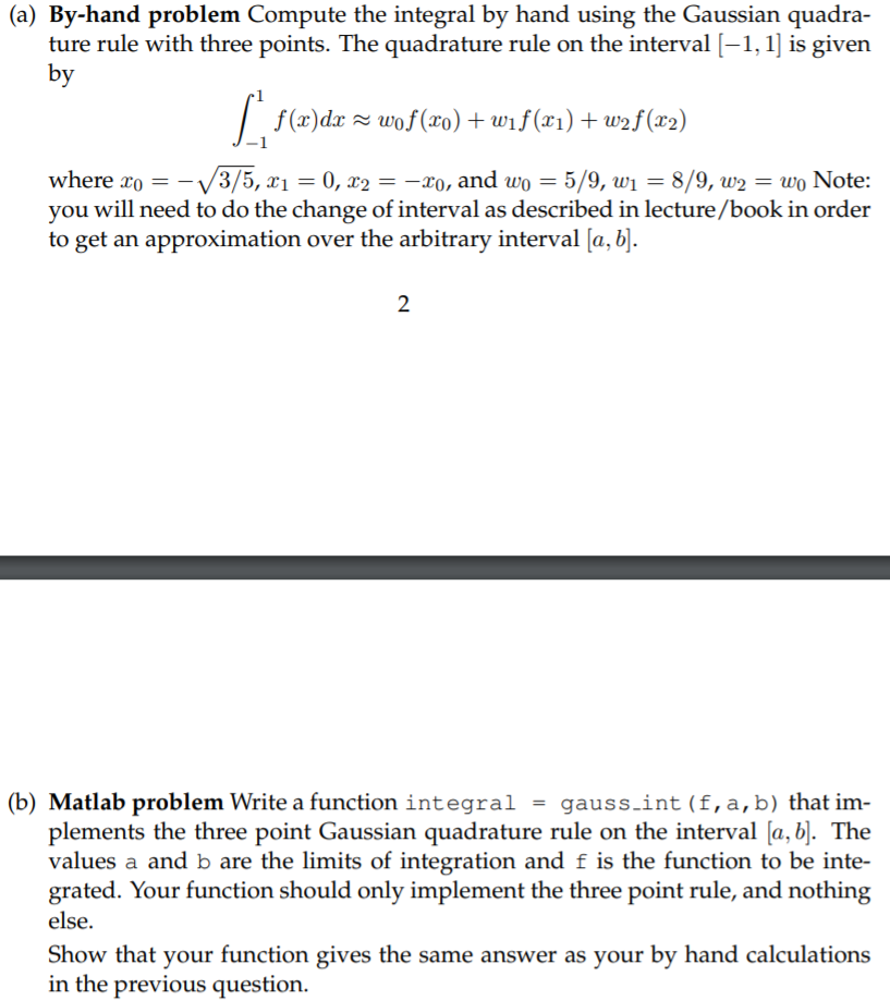 Solved (a) By-hand problem Compute the integral by hand | Chegg.com