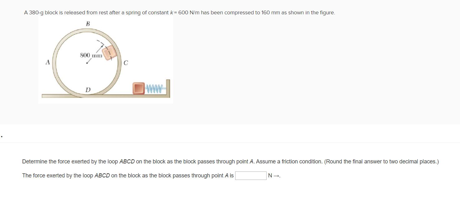 Solved A 380-g block is released from rest after a spring of | Chegg.com