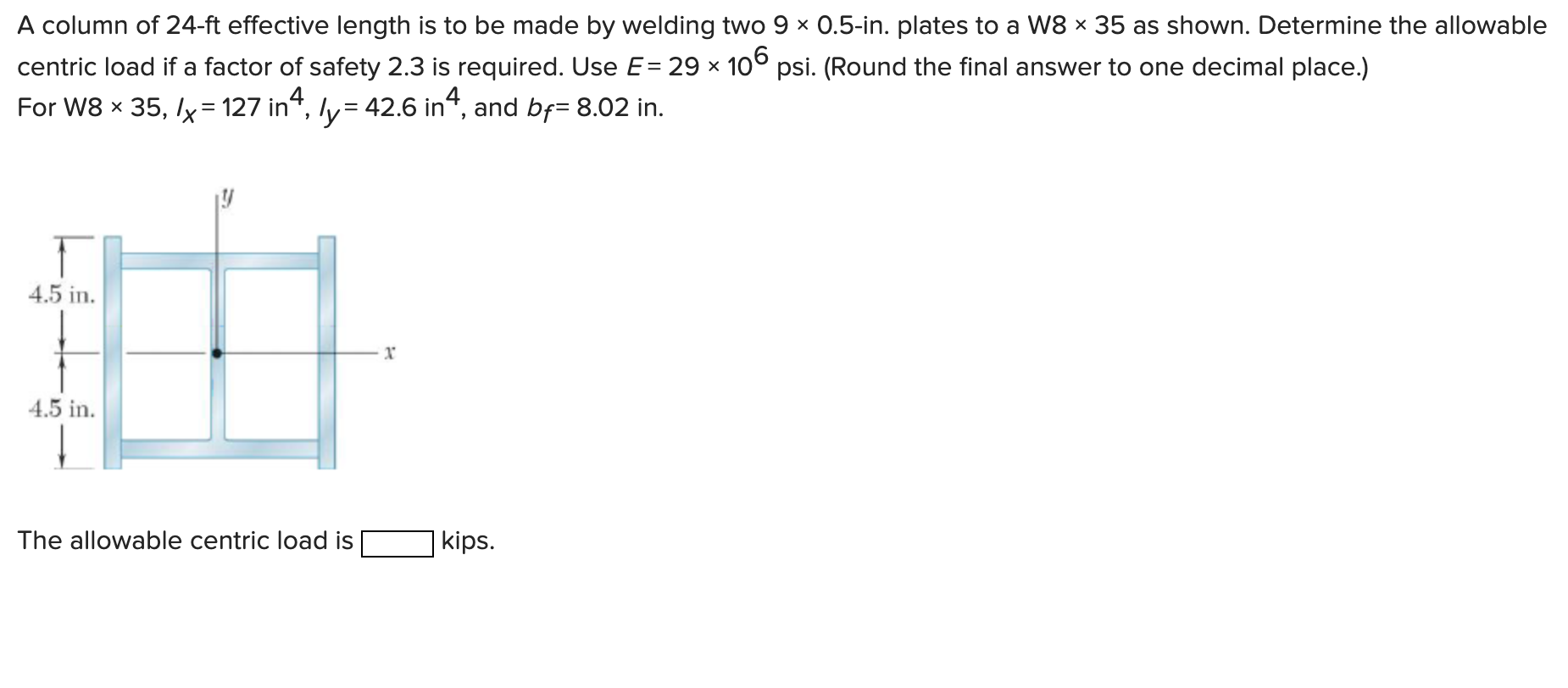 Solved A column of 24-ft effective length is to be made by | Chegg.com