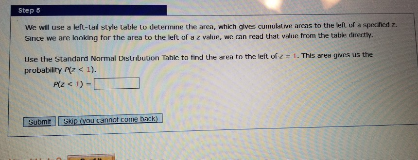 Solved Step 5 We will use a left-tail style table to | Chegg.com