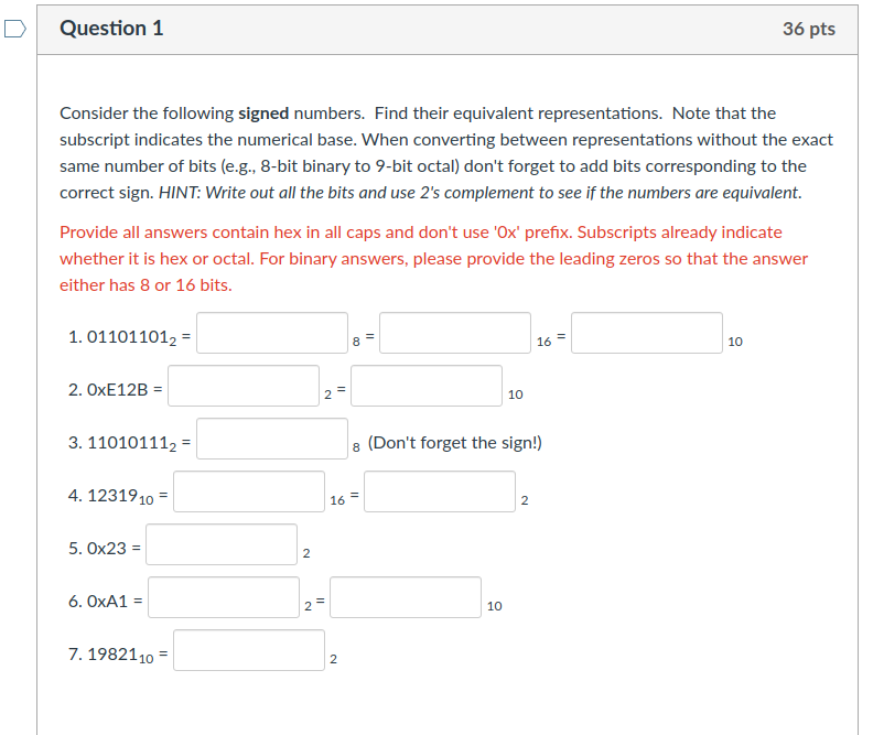 Solved Question 1 36 pts Consider the following signed | Chegg.com