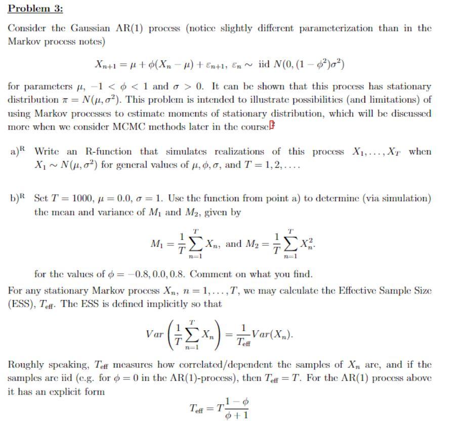 Consider the Gaussian ΛR(1) process (notice slightly | Chegg.com