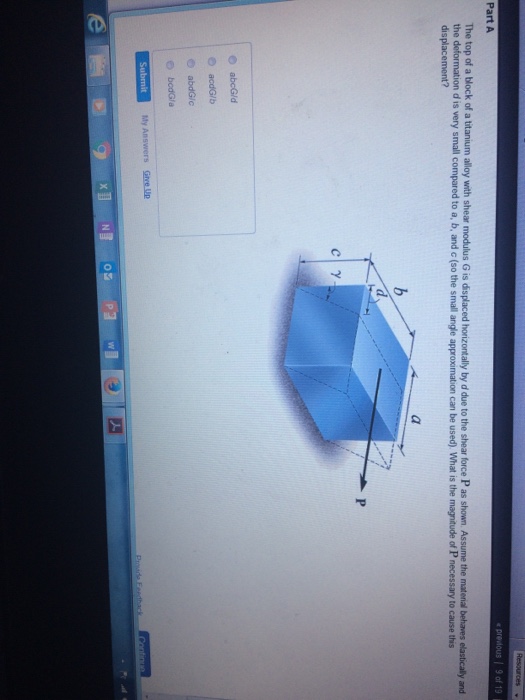 Solved The top of a block of a titanium alloy with shear | Chegg.com