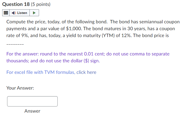 Solved Question 18 (5 ﻿points)Compute the price, today, of | Chegg.com