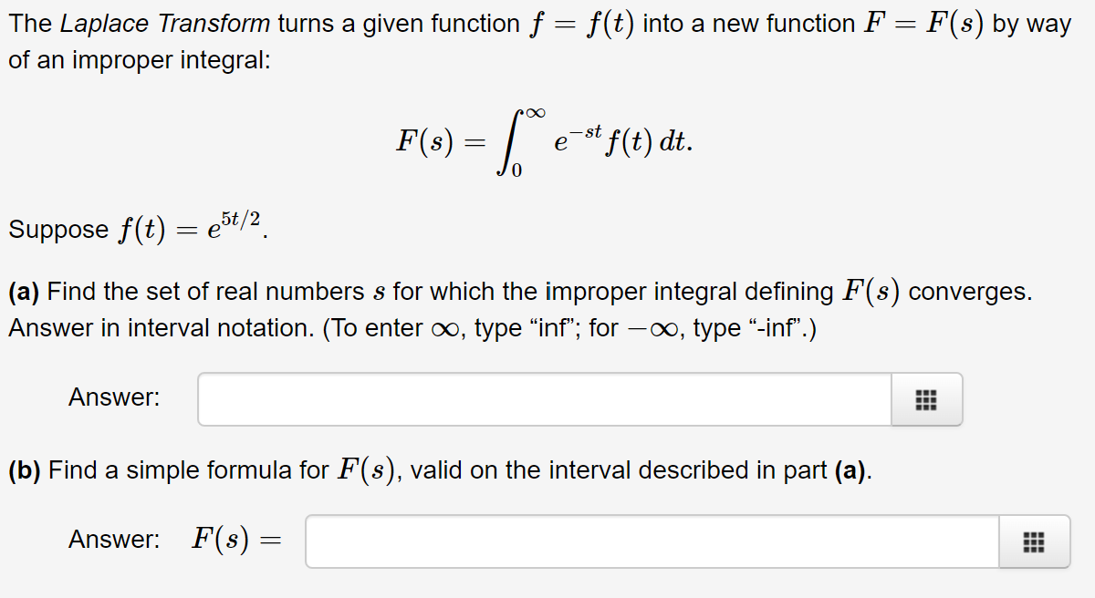 Solved The Laplace Transform turns a given function f = f(t) | Chegg.com