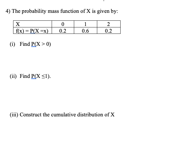 Solved 4) The probability mass function of X is given by: 2 | Chegg.com