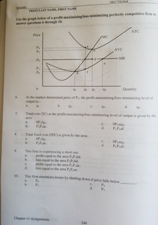 Solved SECTION NAME PRINT LAST NAME, FIRST NAME Use the | Chegg.com