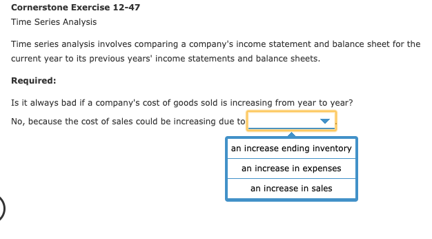 Solved Cornerstone Exercise 12-47 Time Series Analysis Time | Chegg.com