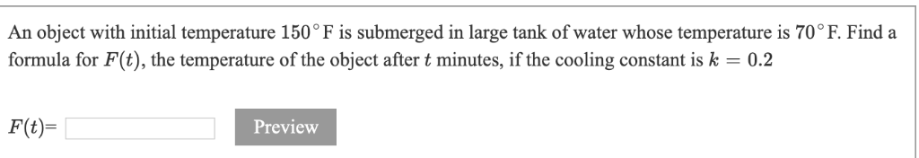 Solved An object with initial temperature 150° F is | Chegg.com