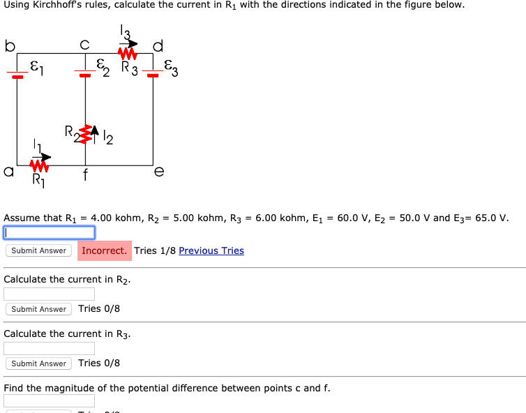 Solved Using Kirchhoffs Rules Calculate The Current In R1