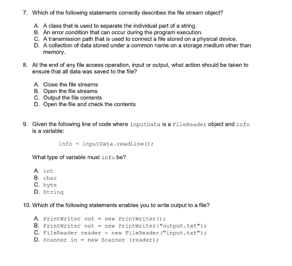 Solved 7. Which of the following statements correctly | Chegg.com