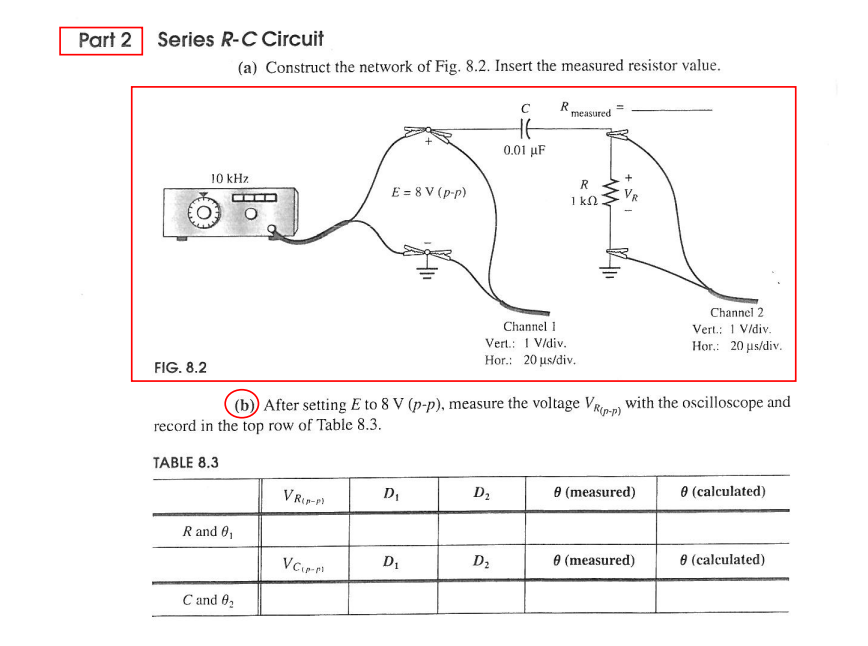 Solved (b)) After setting E to 8 V(p−p), measure the voltage | Chegg.com