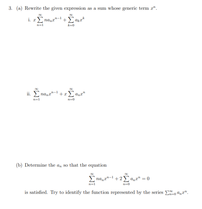 Solved 3 A Rewrite The Given Expression As A Sum Whose 