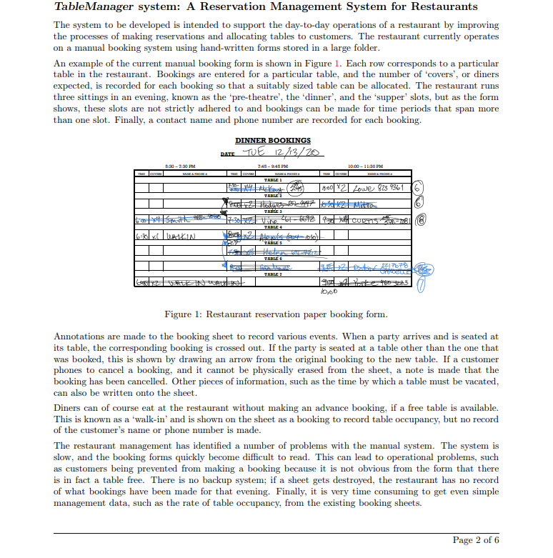 Solved TableManager system: A Reservation Management System | Chegg.com