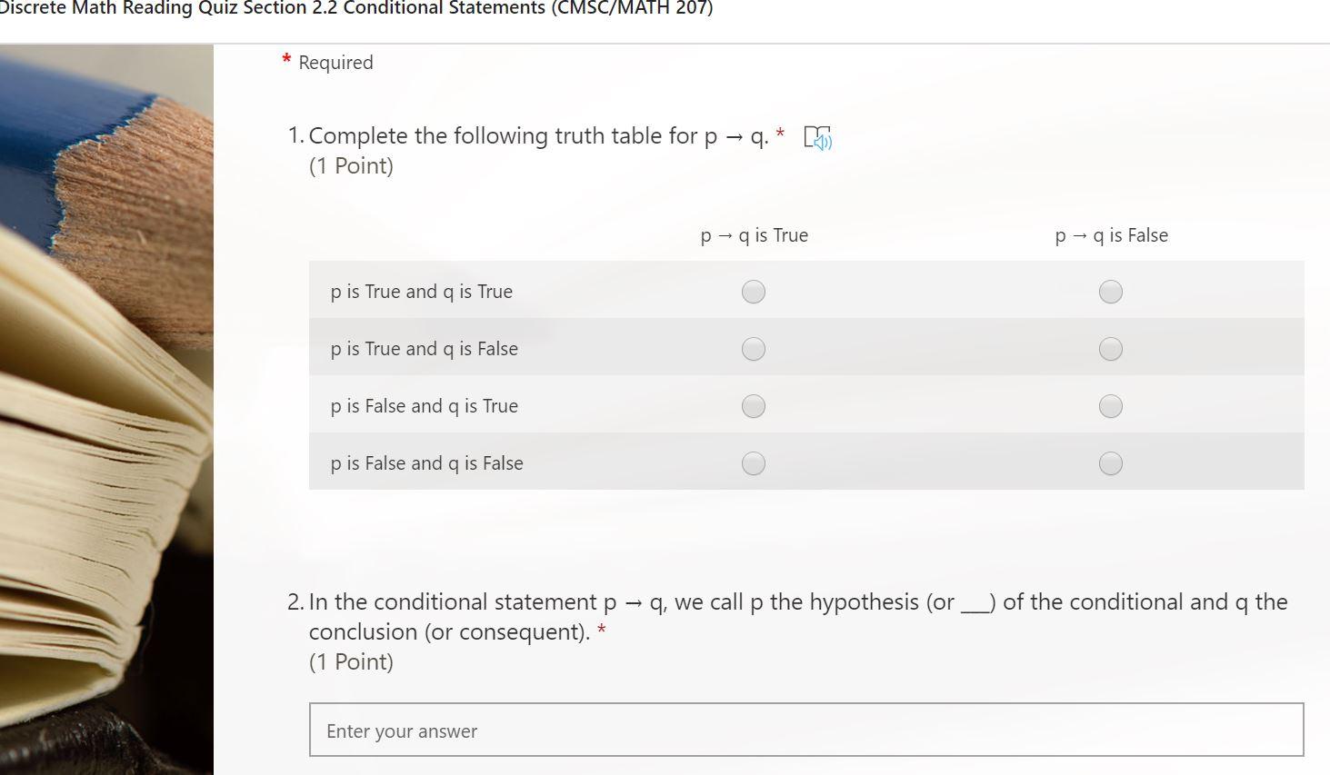 Solved Discrete Math Reading Quiz Section 2.2 Conditional | Chegg.com