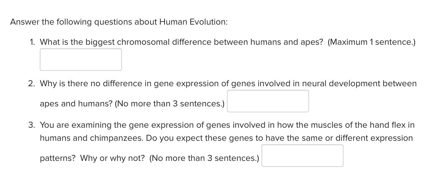 Solved Answer the following questions about Human Evolution: | Chegg.com
