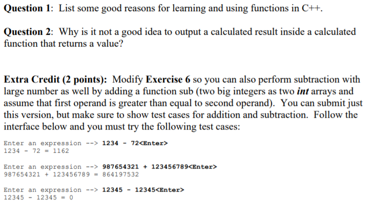 Solved Exercise 6 – Large Integers version 2 – more points | Chegg.com