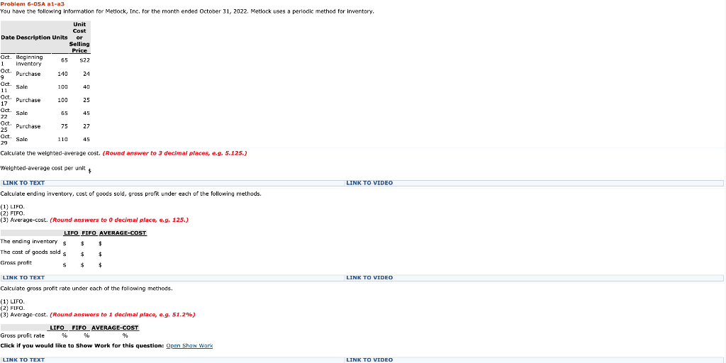Solved Problem 6-05A a1-a3 You have the following | Chegg.com
