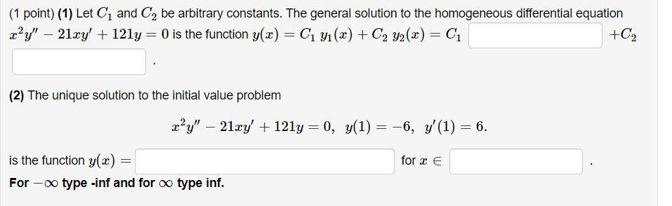 Solved (1 point) (1) Let C1C1 and C2C2 be arbitrary | Chegg.com