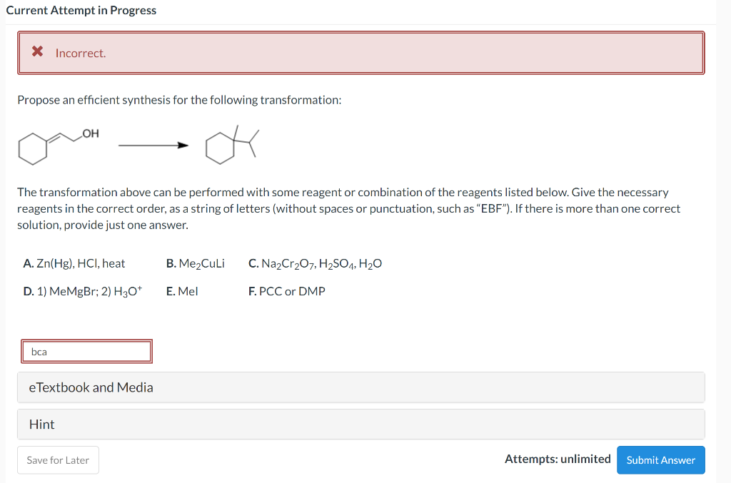 Solved Current Attempt in Progress * Incorrect. Propose an | Chegg.com