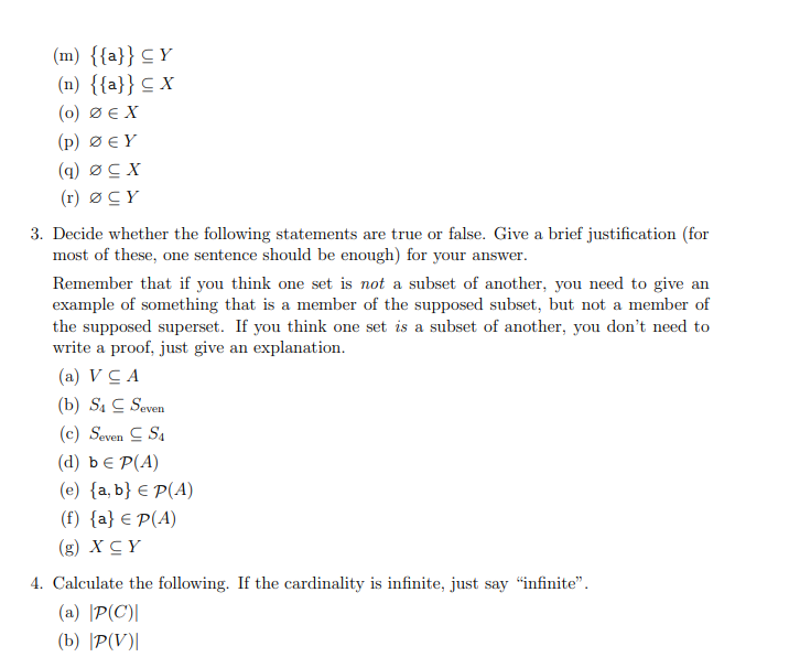 Solved For problems 1-4, use the following definitions: | Chegg.com