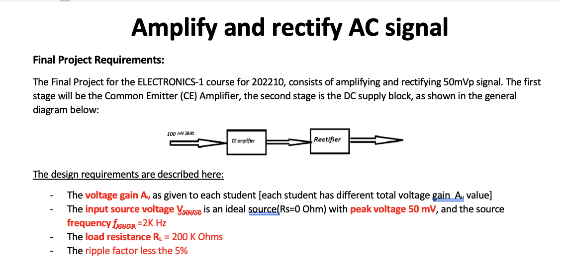 Solved Amplify and rectify AC signal Final Project | Chegg.com