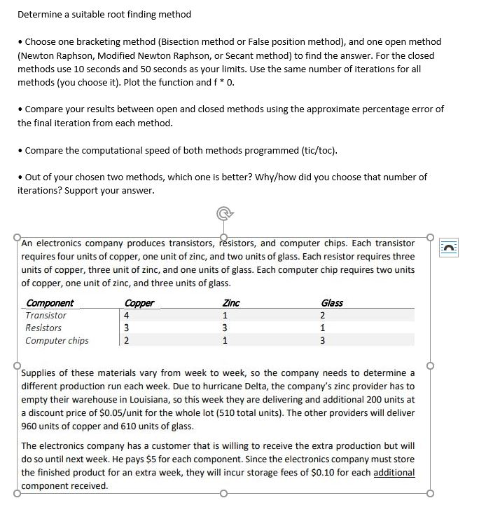 Determine A Suitable Root Finding Method Choose One