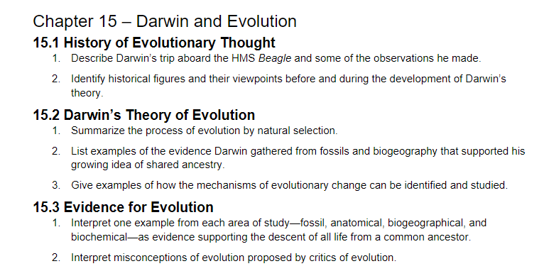 Solved Chapter 15 - ﻿Darwin and Evolution15.1 ﻿History of | Chegg.com