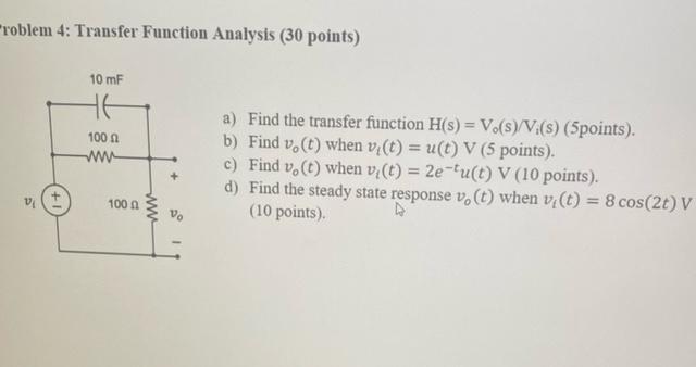Solved Froblem 4: Transfer Function Analysis (30 points) 10 | Chegg.com Solved Froblem 4: Transfer Function Analysis (30 points) 10 | Chegg.com