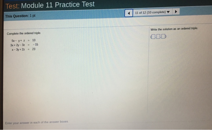Solved Test: Module 11 Practice Test This Question: 1 pt 11 | Chegg.com